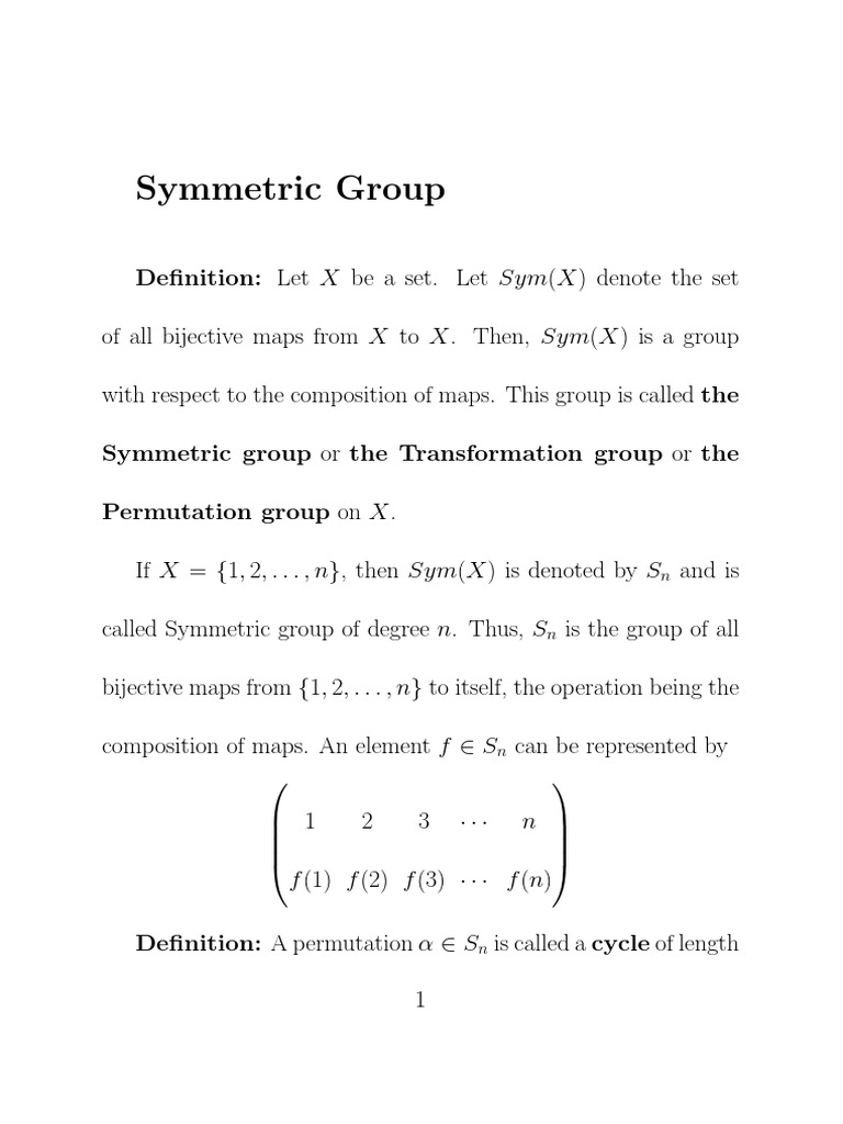 Symmetric Group | PDF | Abstract Algebra | Algebra