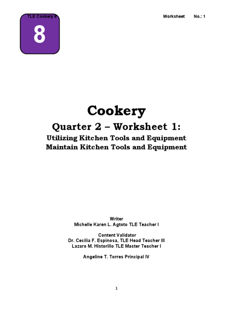 Woksheet in Grade 8 TLE Week 1 | PDF | Cooking | Kitchen