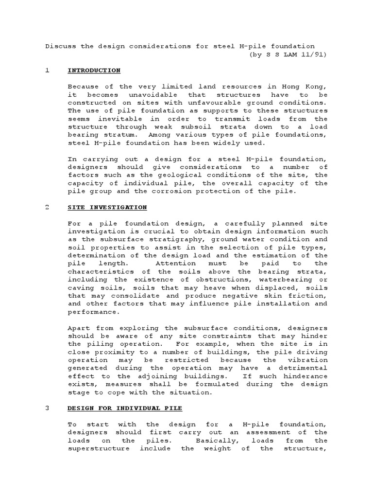 Piles - Design of Steel H Piles | PDF | Deep Foundation | Corrosion