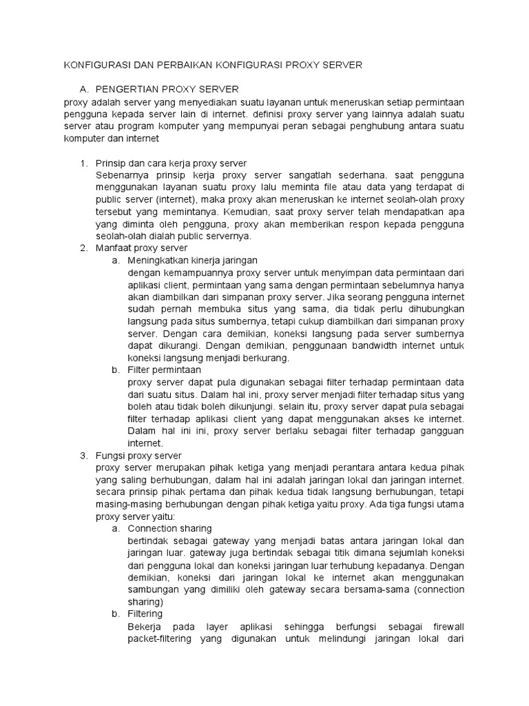 Konfigurasi Dan Perbaikan Konfigurasi Proxy Server Bag.1 | PDF