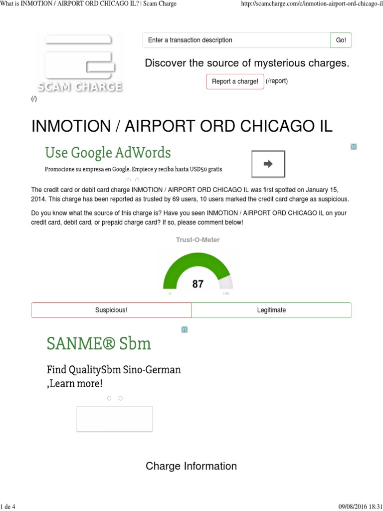 What Is INMOTION - AIRPORT ORD CHICAGO IL - Scam Charge | PDF | Credit ...