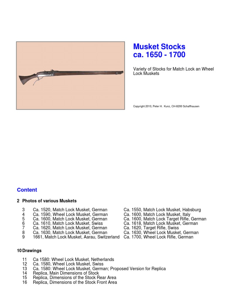 Musket Stocks Ca. 1650 - 1700: Variety of Stocks For Match Lock An ...