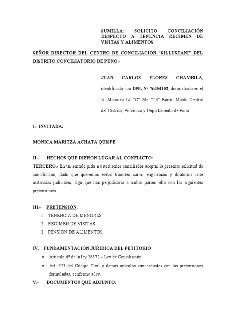 Solicitud de Conciliar. | PDF