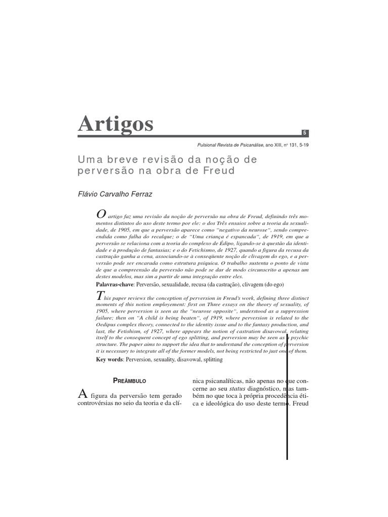 Uma Breve Revisão Da Noção de Perversão | PDF | Sigmund Freud | Psicanálise