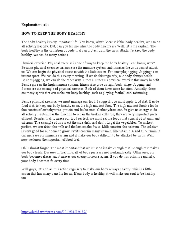 Explanation Teks: How To Keep The Body Healthy | PDF | Solar Eclipse ...