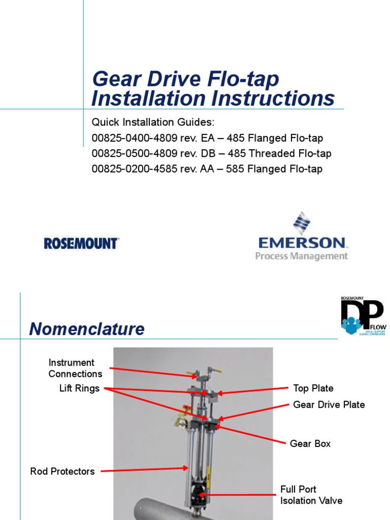 Quick Start Guide Gear Drive Flo Tap Annubar Installation Instructions ...