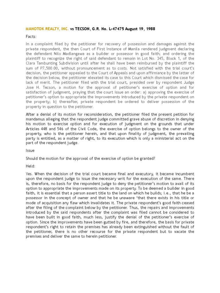 Mantok Vs Tecson | PDF | Judgment (Law) | Mandamus