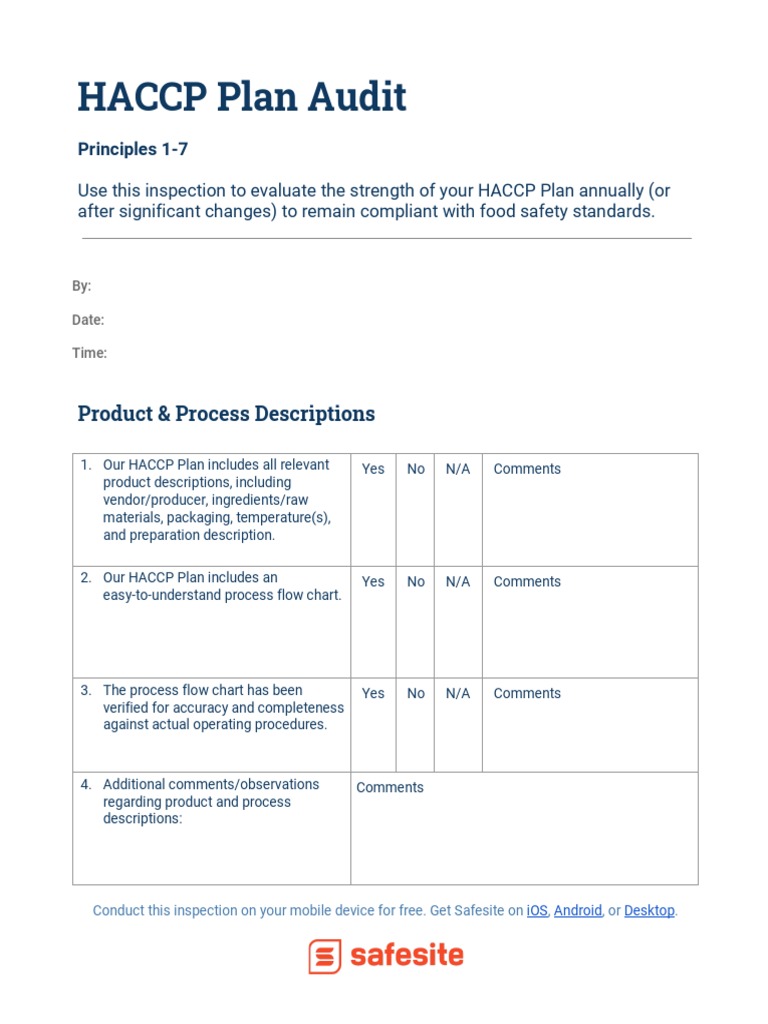 HACCP Plan Self Audit | PDF | Hazard Analysis And Critical Control ...