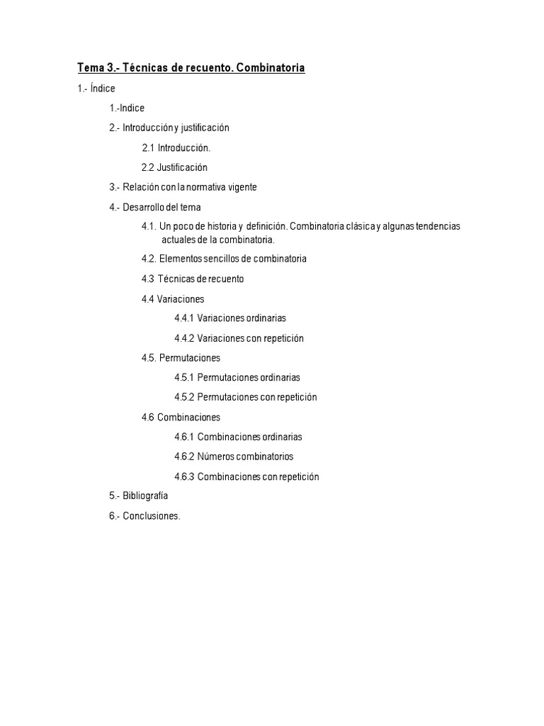 Tema 3. Tecnicas de Recuento. Combinatoria | PDF | Combinatoria | Probabilidad