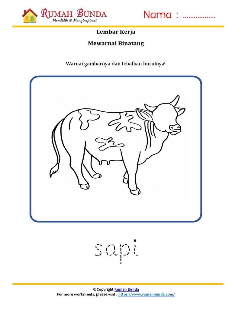 Mewarnai Binatang Sapi | PDF