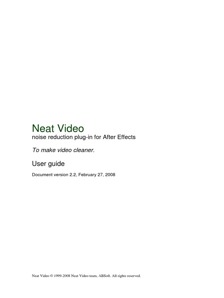Neat Video Plugin For After Effects | PDF