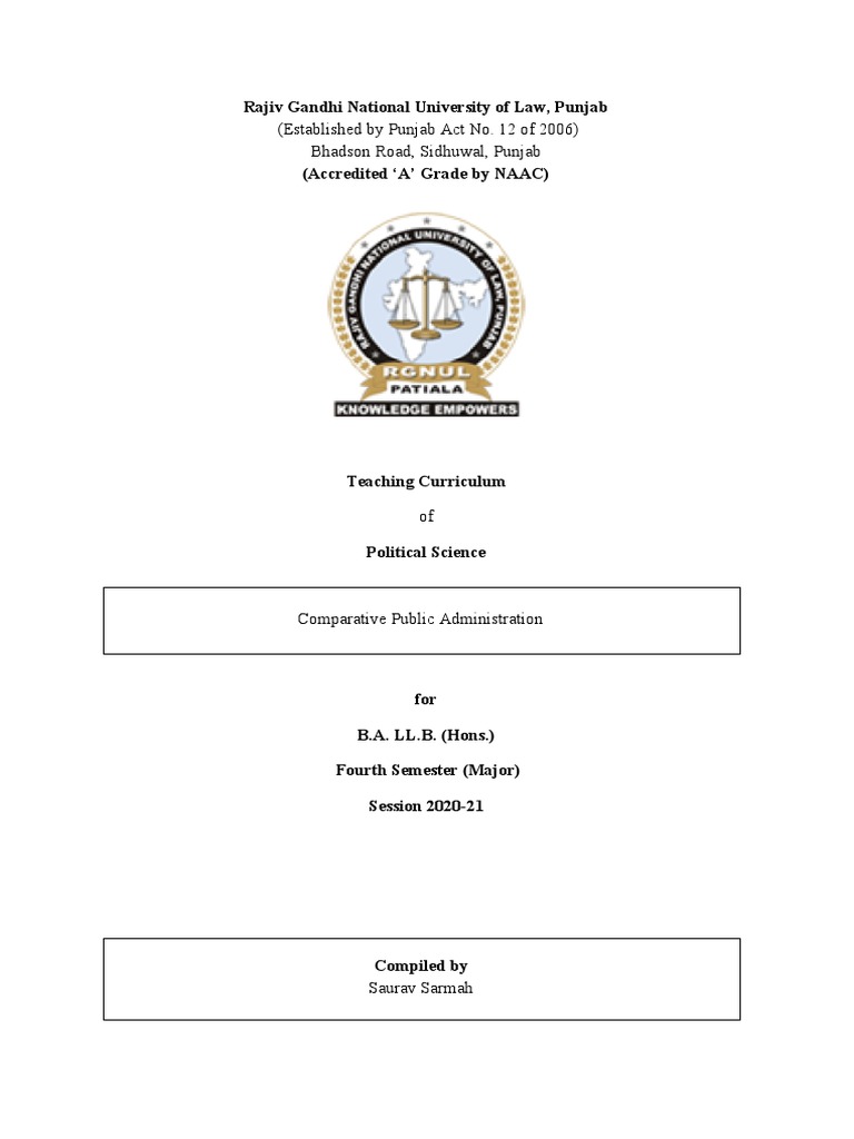 Pol SC Major 4 Comparative Public Administration | PDF | Political ...