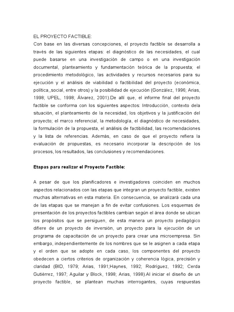 El Proyecto Factible | PDF | Diseño | Evaluación
