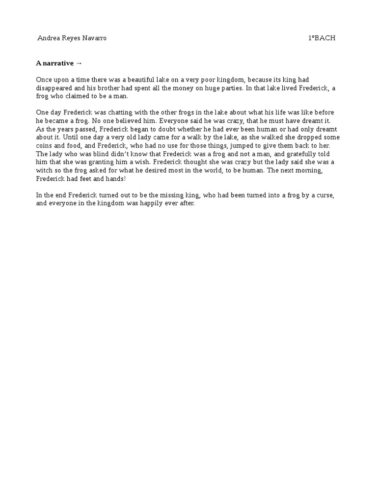 Narrative - Inglés Andrea Reyes Navarro 1ºBACH | PDF | Travel