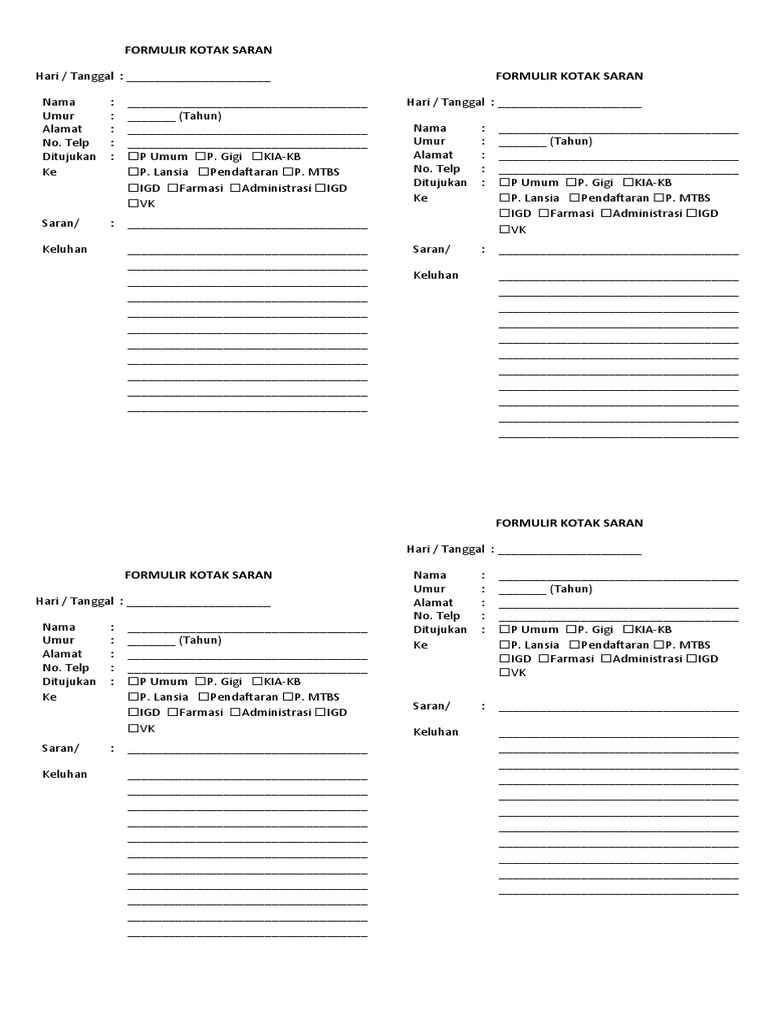 Form Kotak Saran | PDF