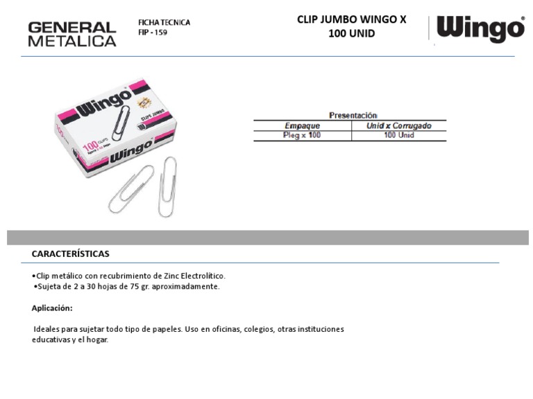 Fichas Tecnicas - Clip Jumbo Wingo | PDF