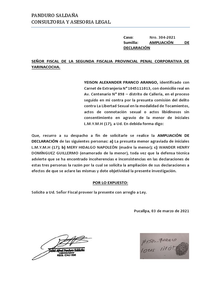 Solicito Ampliación de Declaración | PDF