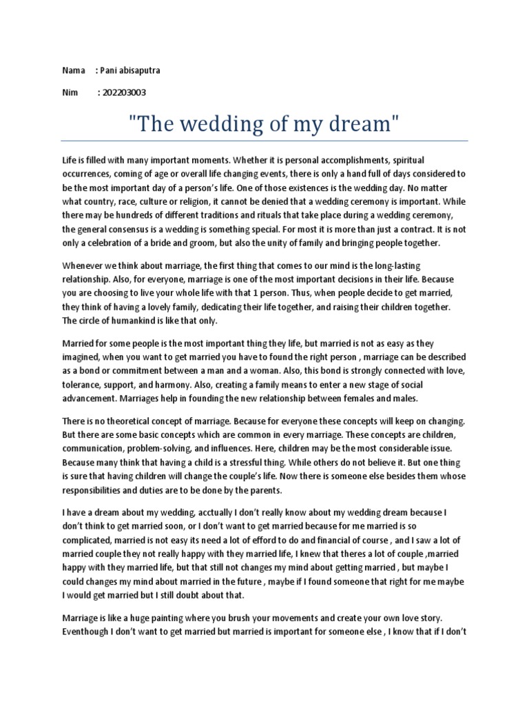 Essay Wedding | PDF | Wedding | Marriage