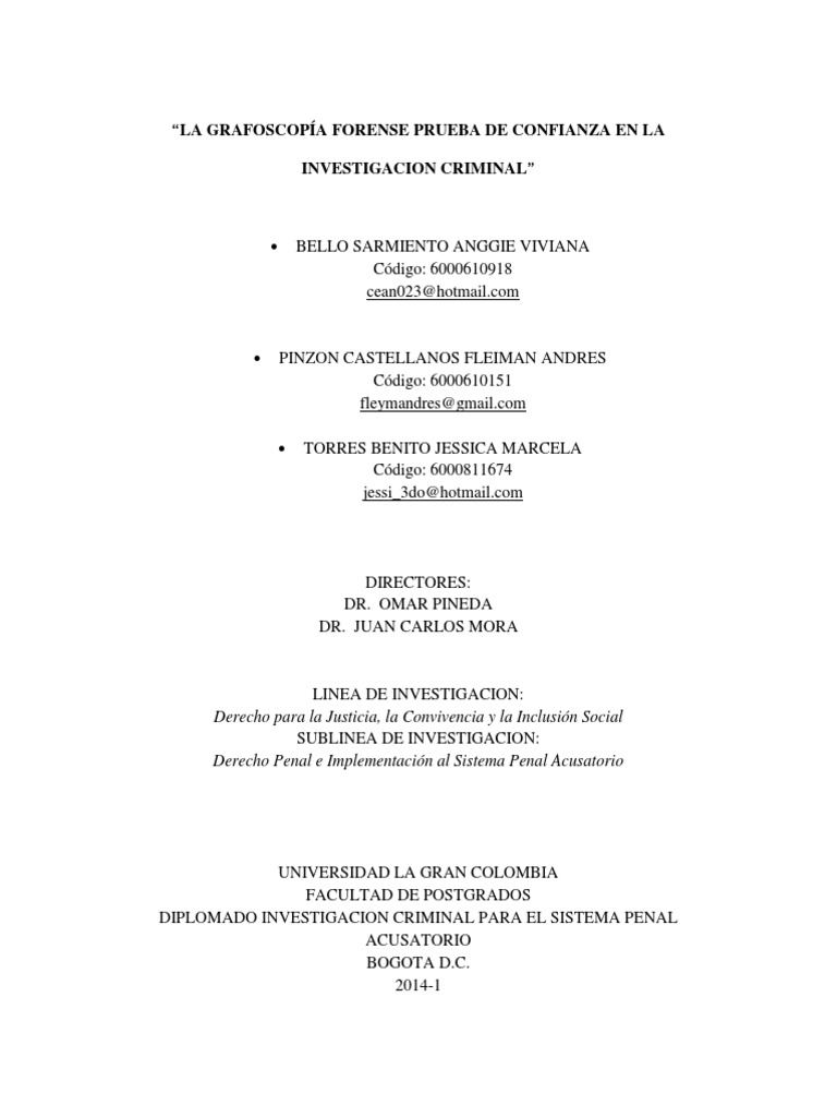 Grafoscopia - Forense - Prueba CONFIANZA EN INV | PDF | Ciencia forense ...