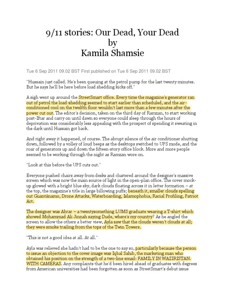 Our Dead, Your Dead - Kamila Shamsie | PDF | Violence