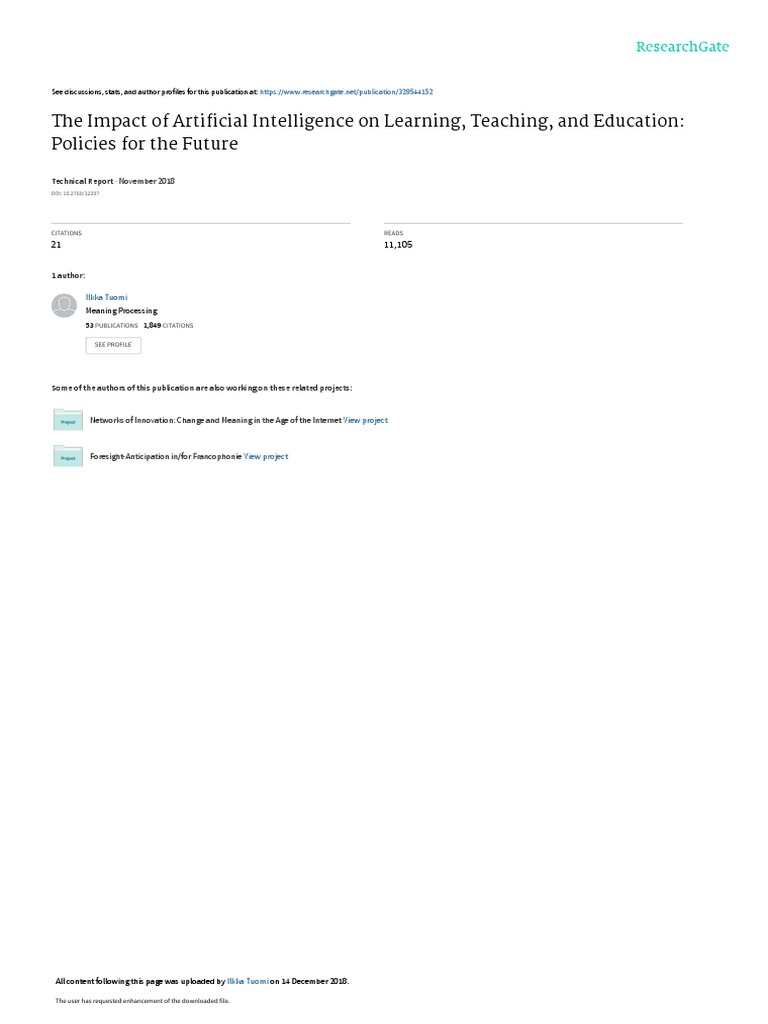 jrc113226 jrcb4 The Impact of Artificial Intelligence On Learning Final ...