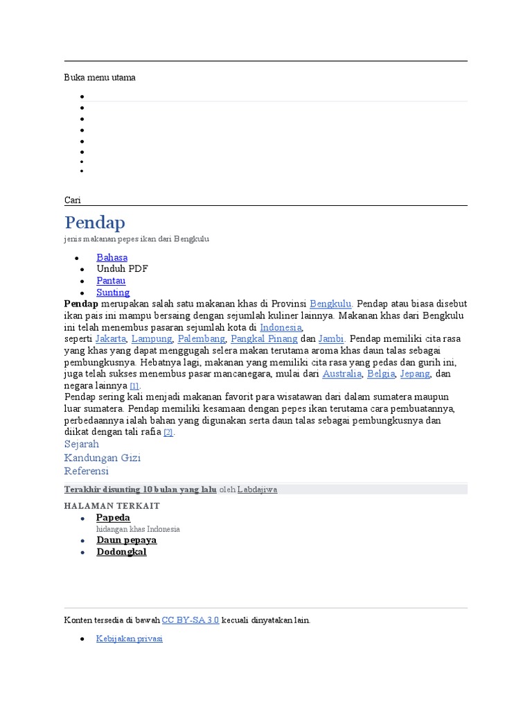 Resep Pendap Khas Bengkulu | PDF | Memasak, Makanan, & Anggur