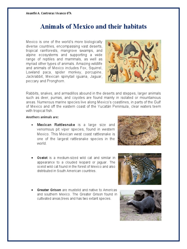 Animals of Mexico and Their Habitats | PDF