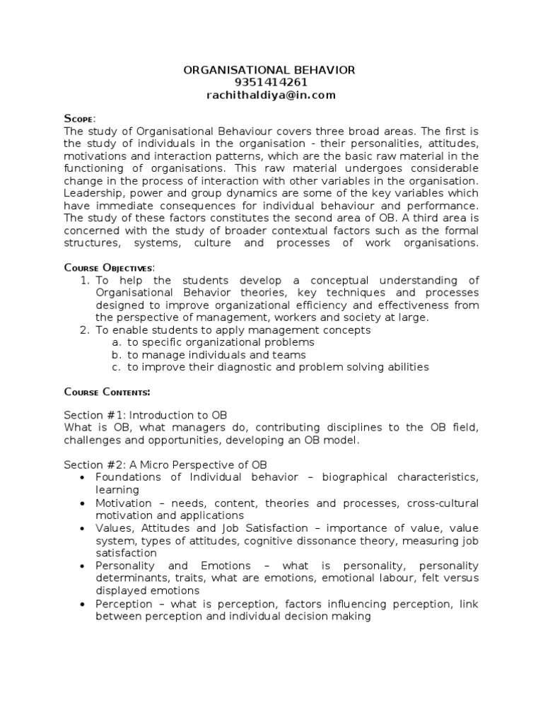 Revised OB - Course Structure | Download Free PDF | Organizational ...