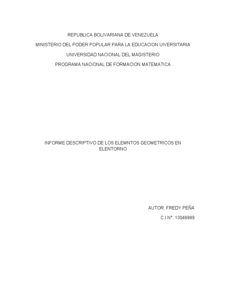 Informe Descriptivo Elementos Geometricos en El Entorno | PDF ...
