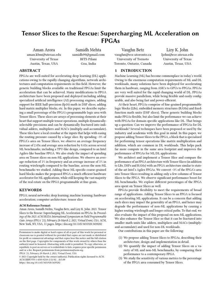 Tensor Slice FPGA2021 Dec8 2020 | PDF | Field Programmable Gate Array ...