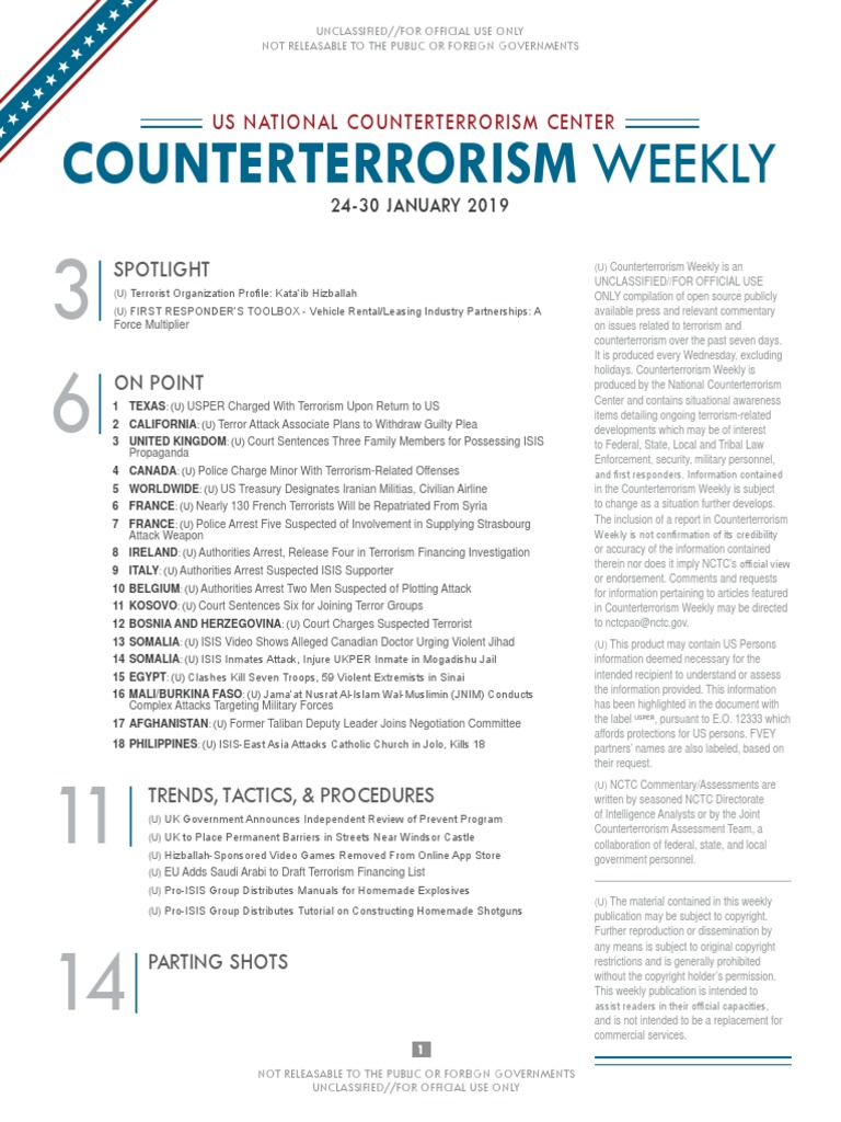 (U - FOUO) 30 January 2019 NCTC CT Weekly PDF | PDF | Popular ...