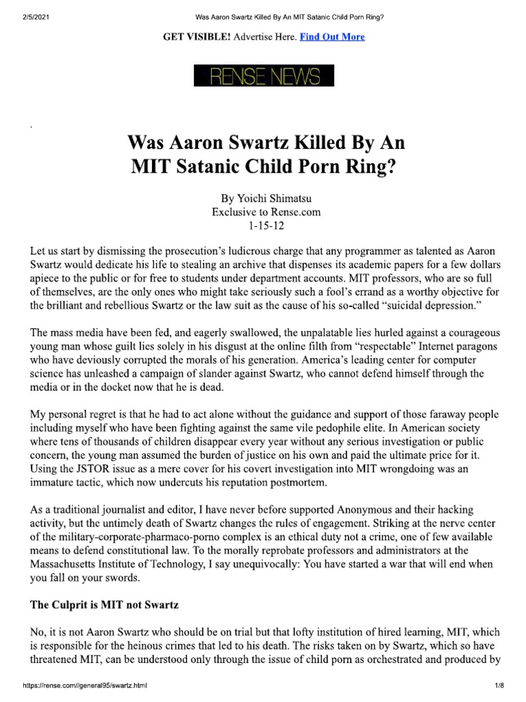 Was Aaron Swartz Killed by An MIT Satanic Child Porn Ring by Yoichi ...