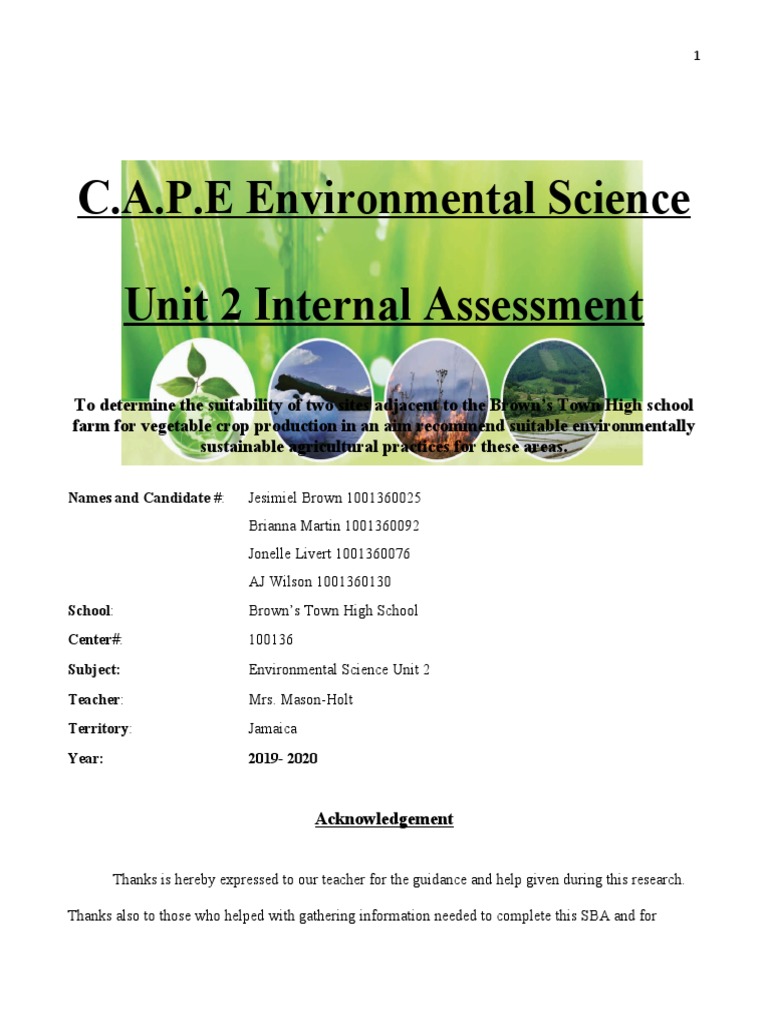 CAPE Environmental Science IA Group 1 | PDF | Soil | Ph