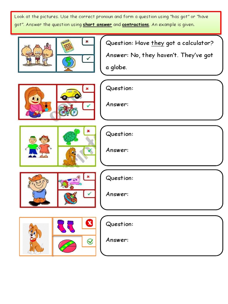 Has Got and Have Got Question Worksheet | PDF