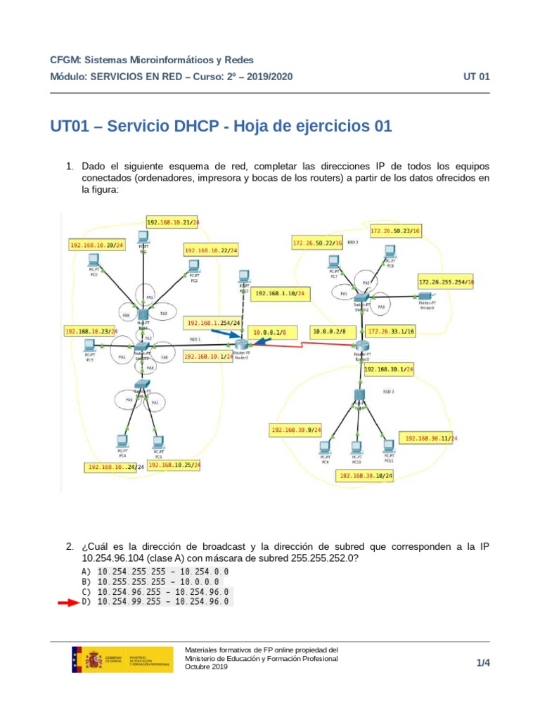 SR01 Ejercicios 01 Soluciones | PDF | Dirección IP | Protocolos de capa de red