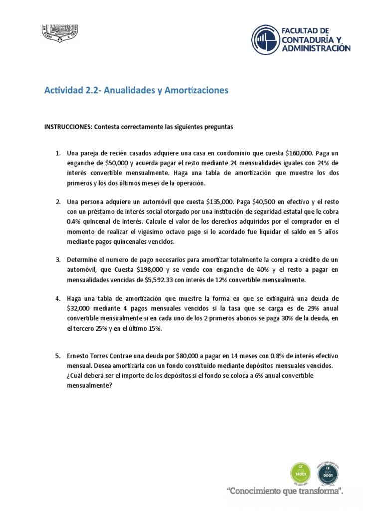 2.2 Anualidades y Amortizaciones. - Casos Prácticos | PDF | Amortización (Negocio) | Interés