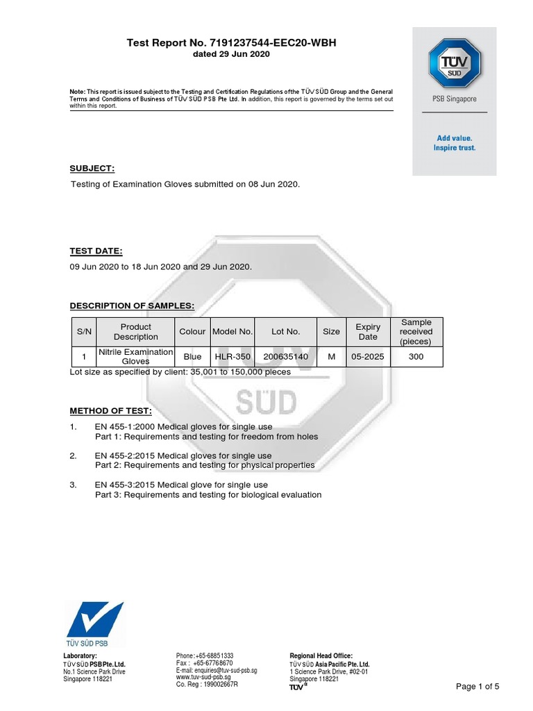 Test Report No. 7191237544-EEC20-WBH: Dated 29 Jun 2020 | Download Free ...
