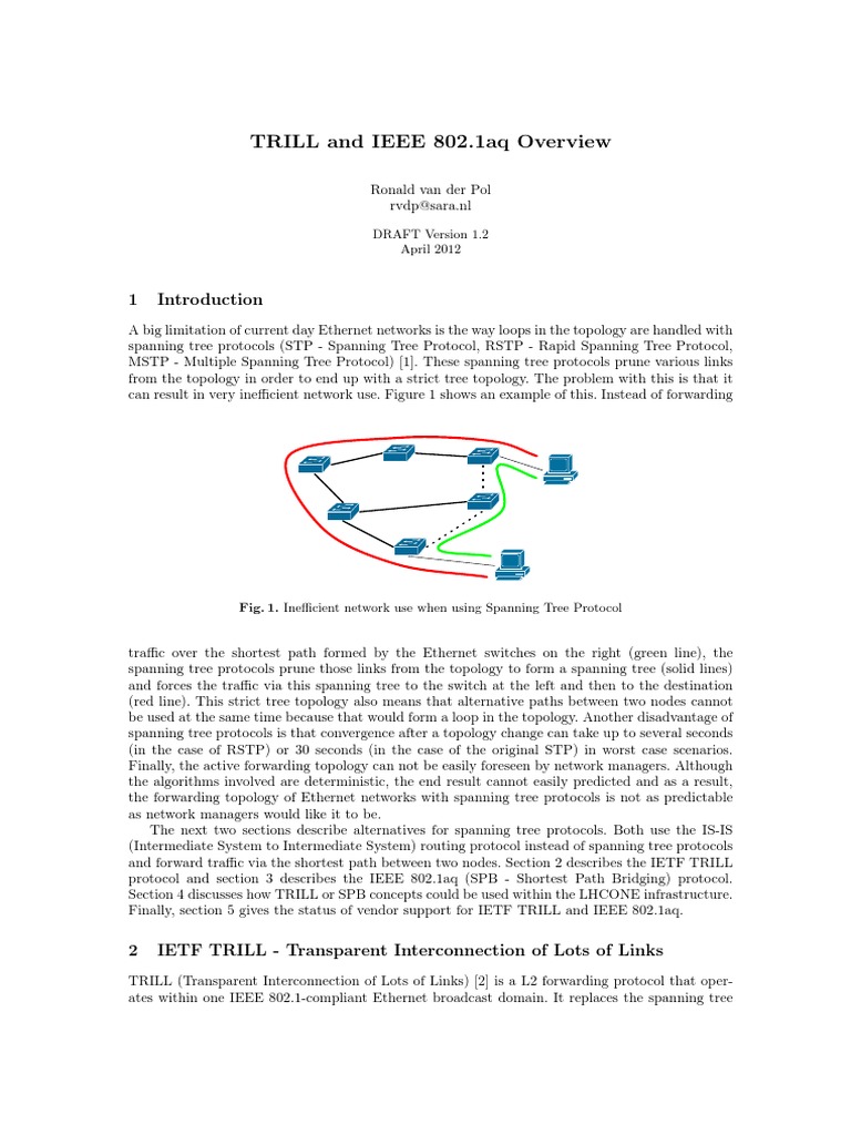 Efficient Ethernet: An Overview of TRILL and IEEE 802.1aq Shortest Path ...