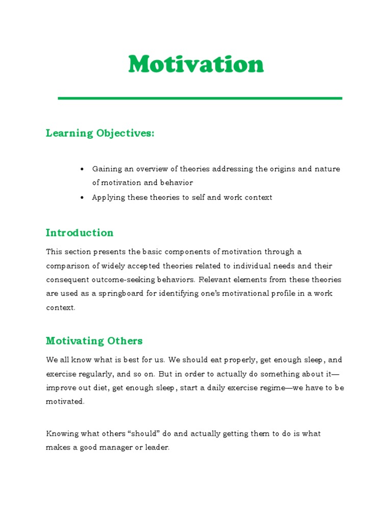Module 2.1-Motivation | PDF | Motivation | Motivational