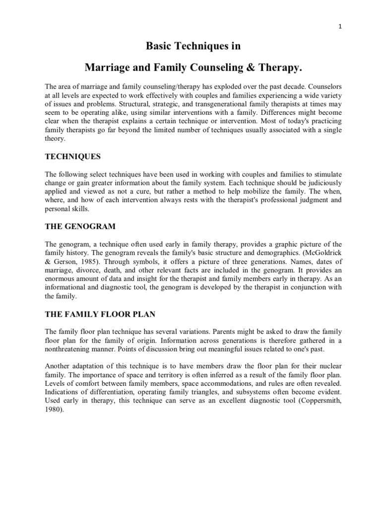 Basic Techniques in Marriage and Family Counseling | PDF | Family ...