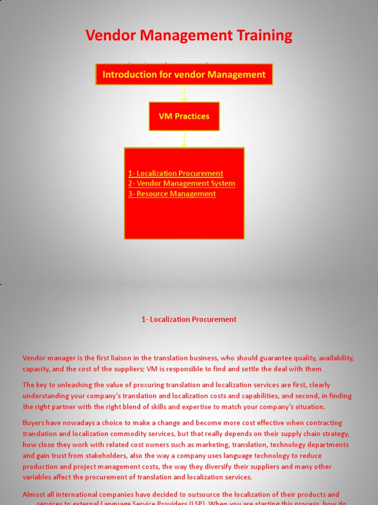 Vendor Management Training: Introduction About Vendor Managemen | PDF ...