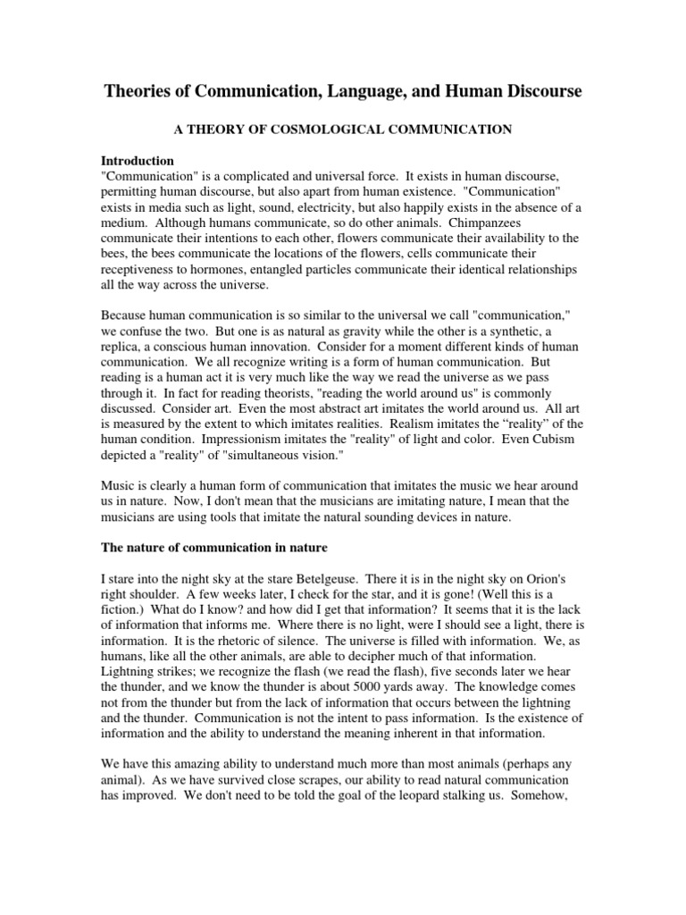 Theory of Communication | PDF | Human | Body Language