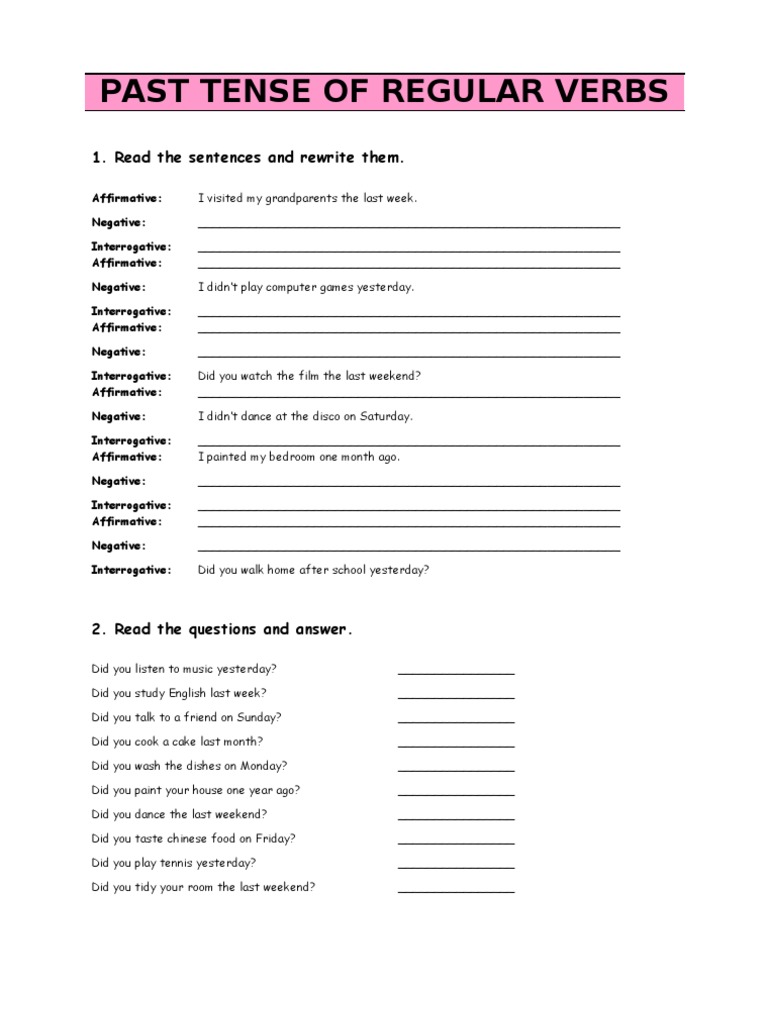 Past Simple of Regular Verbs Activities | PDF | Onomastics | Languages