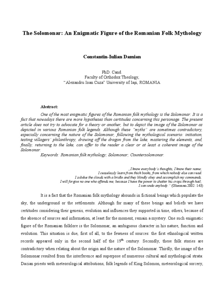 The Solomonar | Download Free PDF | Cultural Anthropology | Mythology