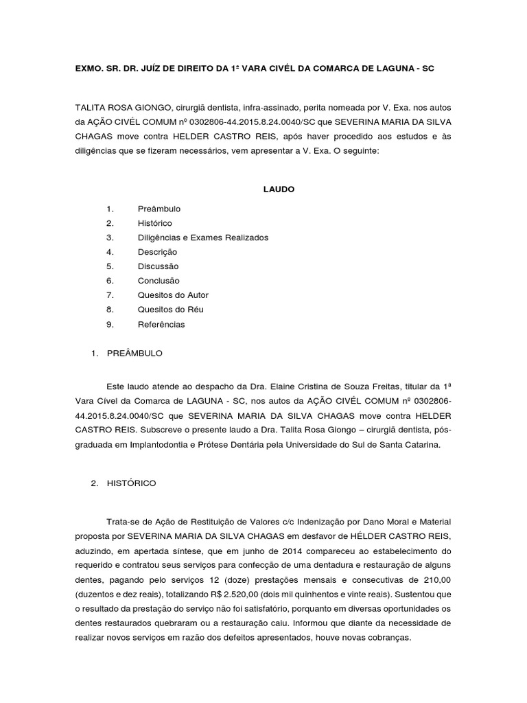Laudo 02 | PDF | Dente | Dentista