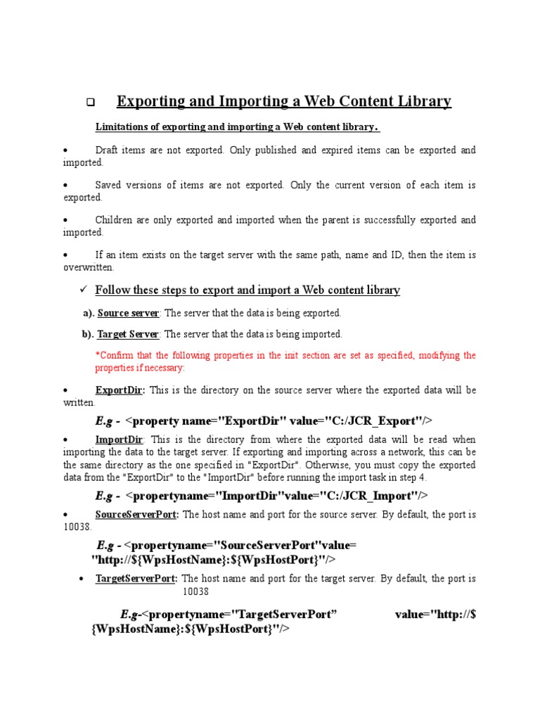 Follow These Steps To Export and Import A Web Content Library | PDF ...