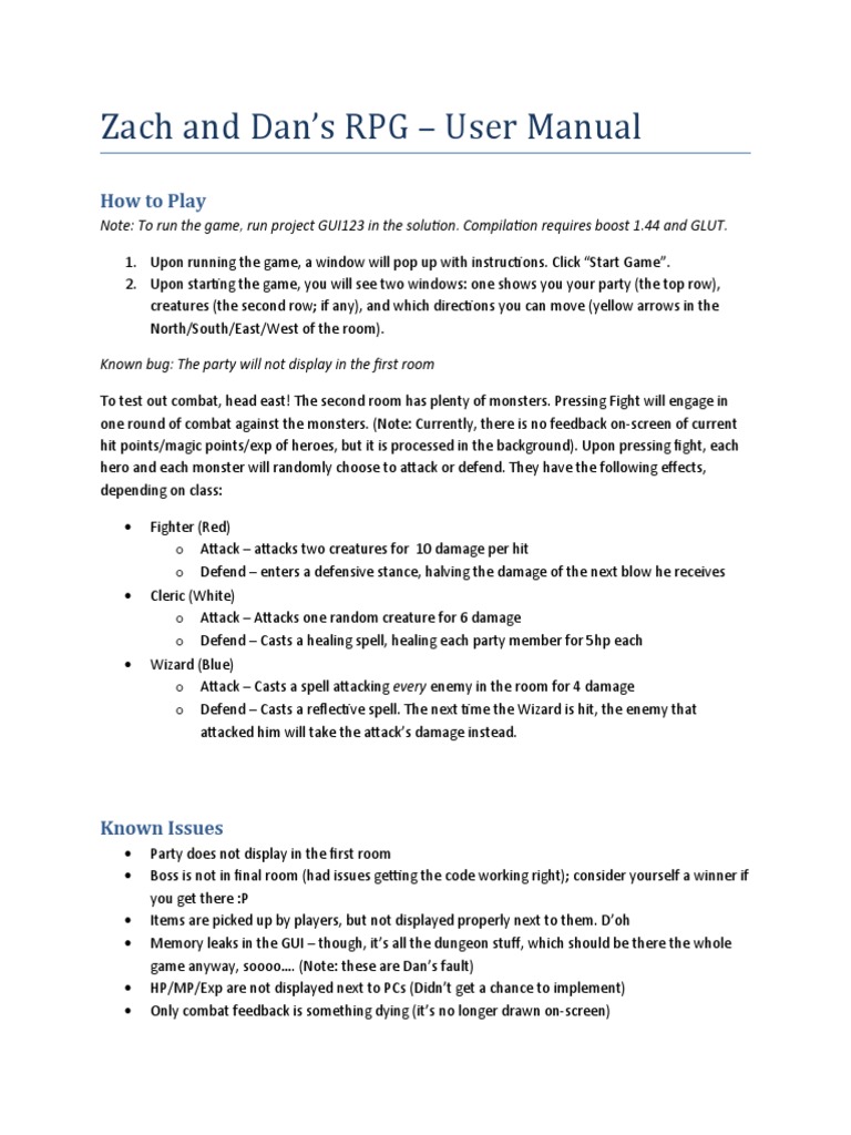 RPG Documentation | PDF | Graphical User Interfaces | Class (Computer Programming)