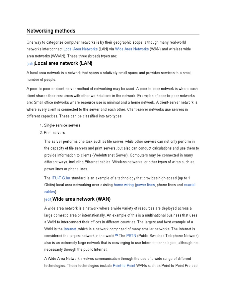 Networking Methods | PDF | Computer Network | Network Topology