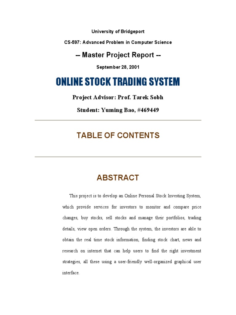 Online Stock Trading System Report | PDF | Visual Cortex | Internet & Web