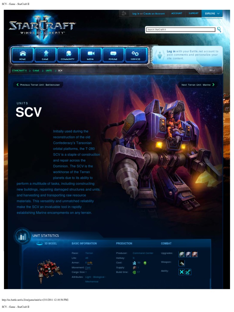 SCV-Unit Description - Game - StarCraft II | PDF | Blizzard ...